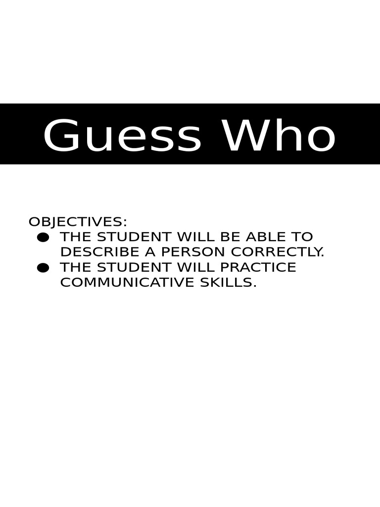 Guess Who Game: Descriptive Skills | PDF