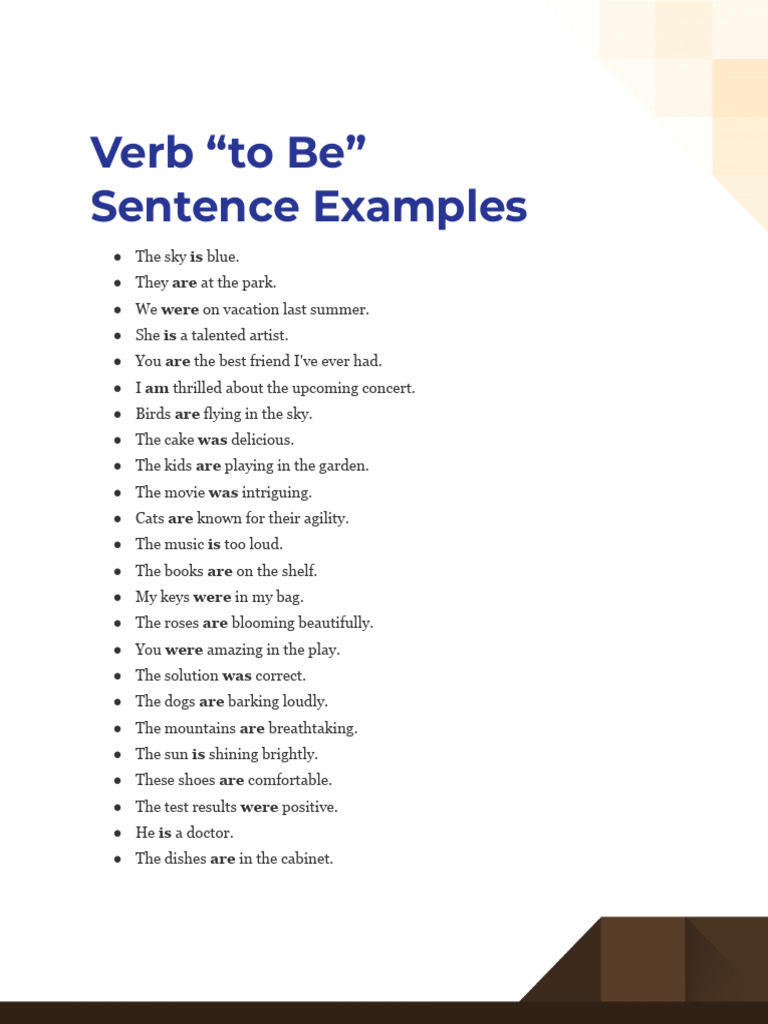 Examples of "To Be" Sentences | PDF