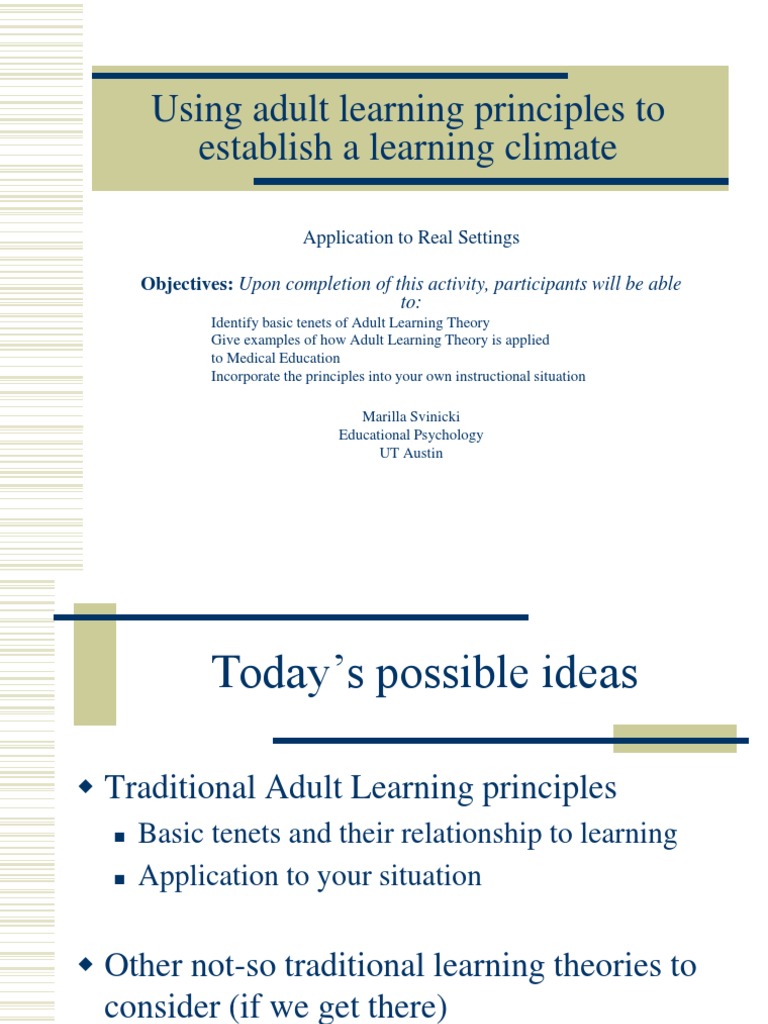 Adult Learning Theory Scholars Program | PDF | Learning Theory ...