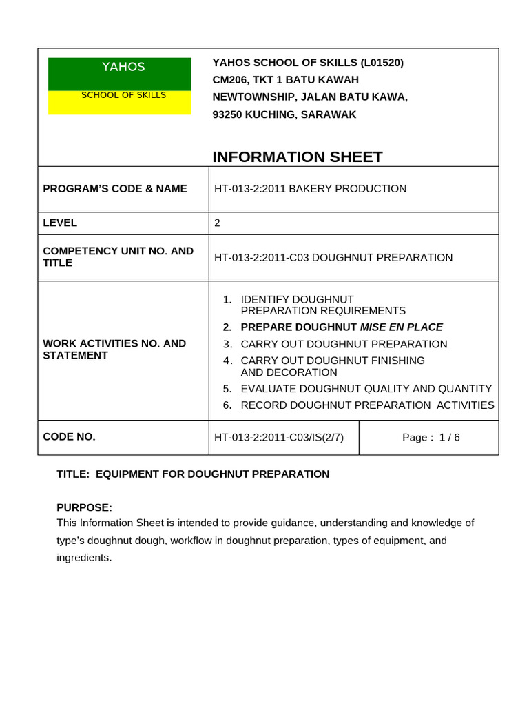 KP C03 (2-7) Bakery Production | PDF | Kitchen Utensil | Kitchen