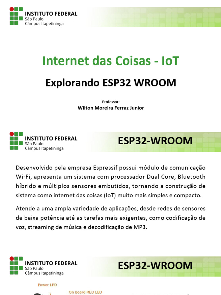 Aula02 - Explorando ESP32 WROOM | PDF | Conversor de analógico para digital | Engenharia da ...