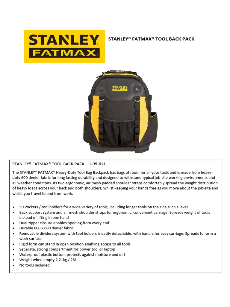 POS 16 STANLEY® FATMAX® Heavy-Duty Tool Bag | PDF