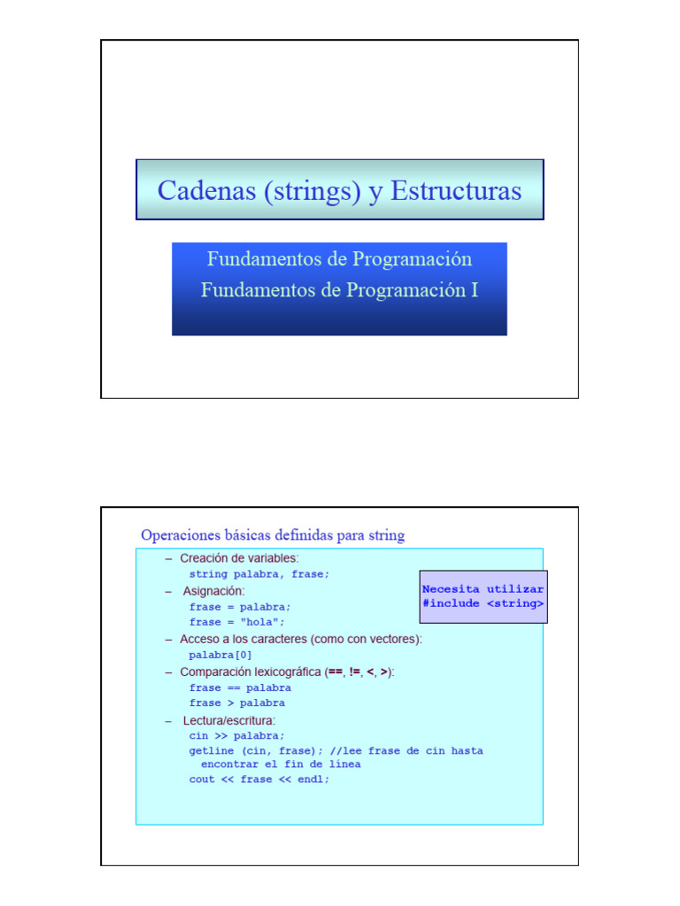 Cadenas Estructurasv 1 | PDF | Cadena (informática) | C