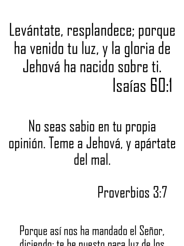 Levántate y Resplandece: Isaías 60:1 | PDF