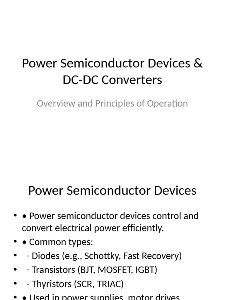 Power Semiconductors and Converters Presentation | PDF