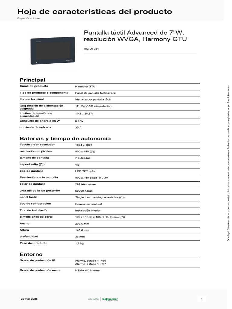 Schneider Electric - Harmony-GTU - HMIDT351 | PDF