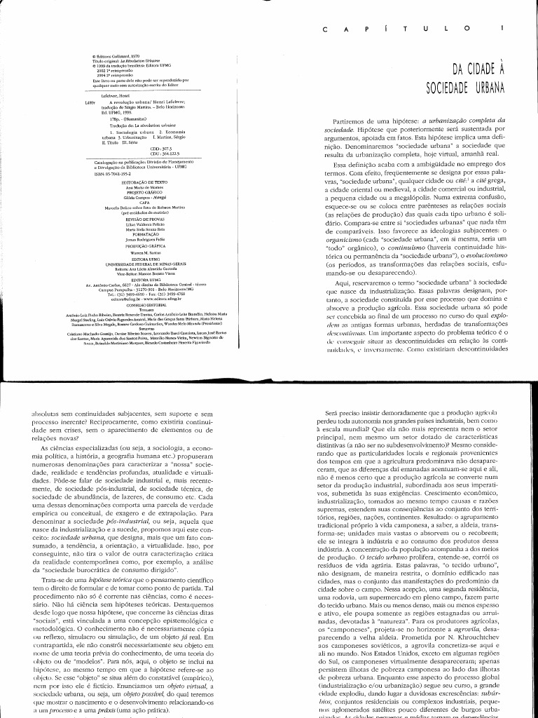 Lefebvre Revolucao Urbana Cap 1 | PDF | Mercado (economia) | Science