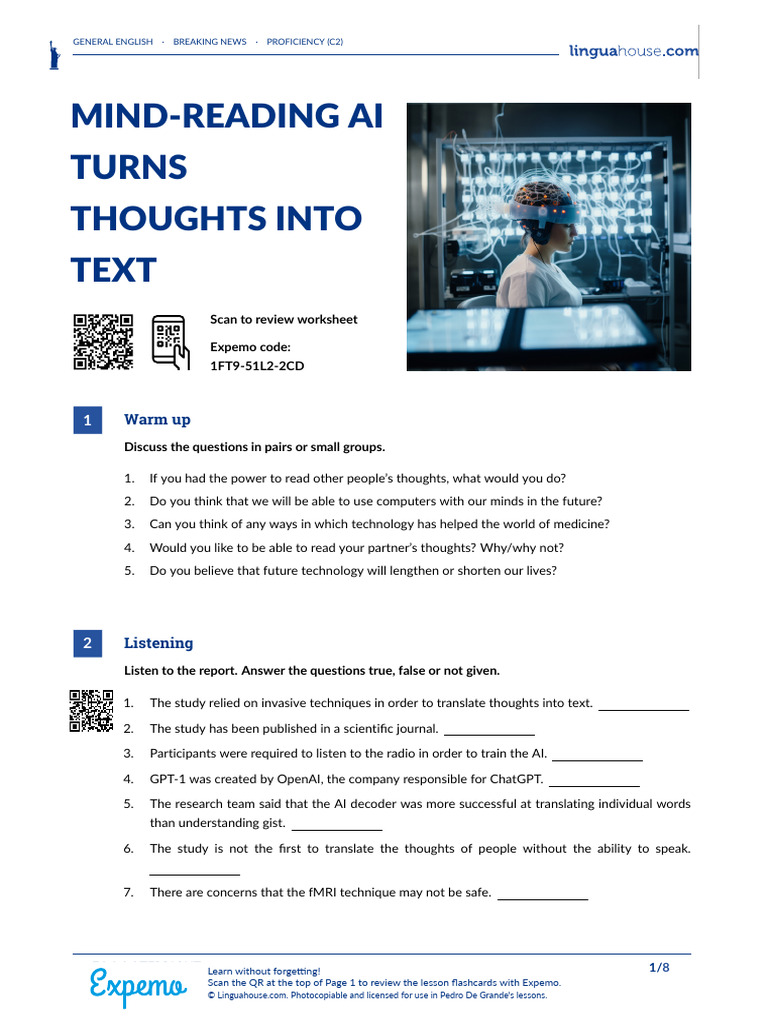 Mind-Reading AI Translates Thoughts to Text | PDF | Artificial ...