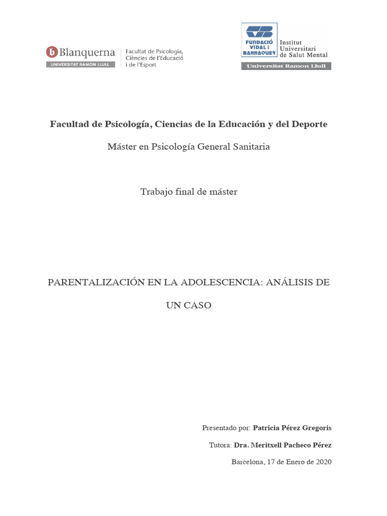 TFM Patricia Pérez Gregoris - DEFINITIVO | PDF | Depresión (estado de ánimo) | Psicoterapia