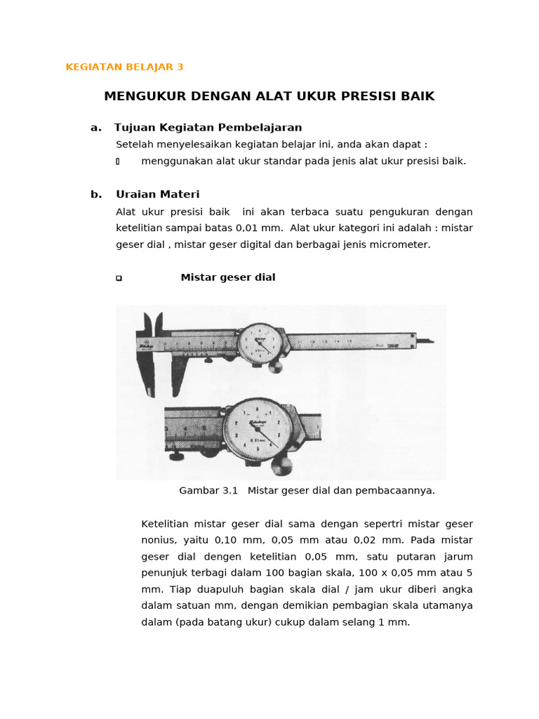 Alat Ukur Presisi dan Fungsinya | PDF