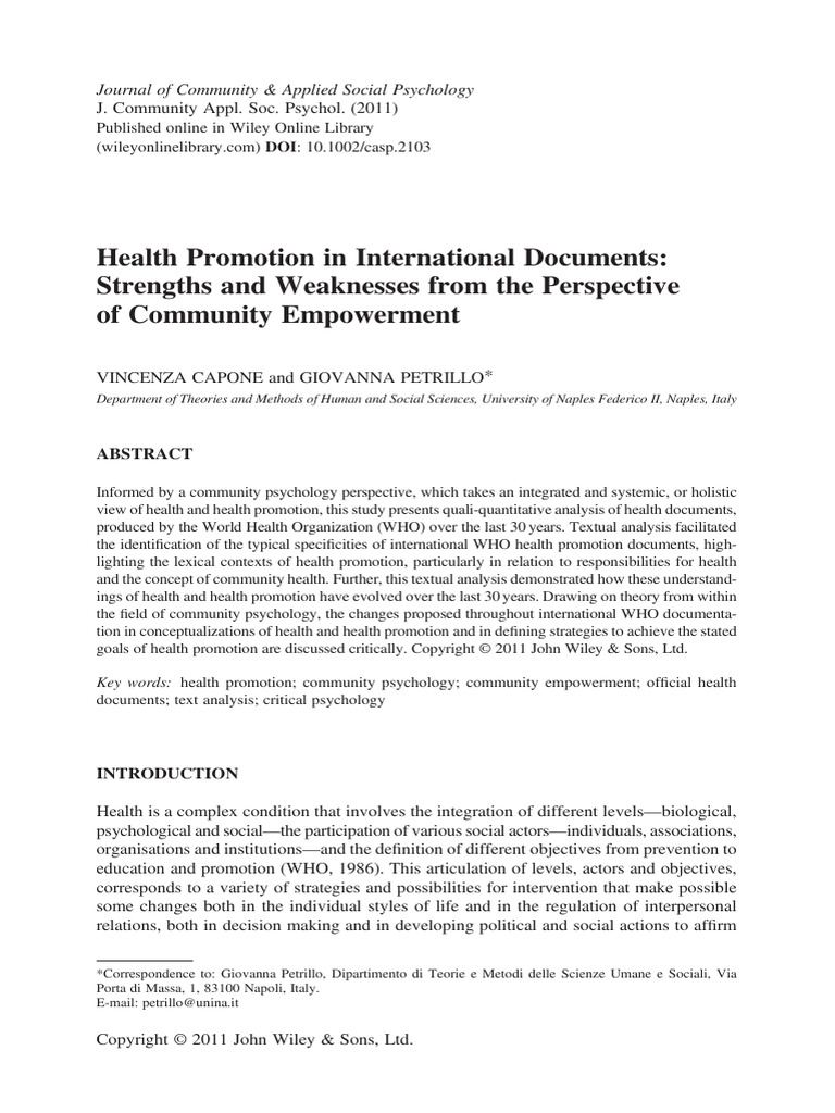 Health Promotion in International Docume | PDF | Poverty | Poverty ...