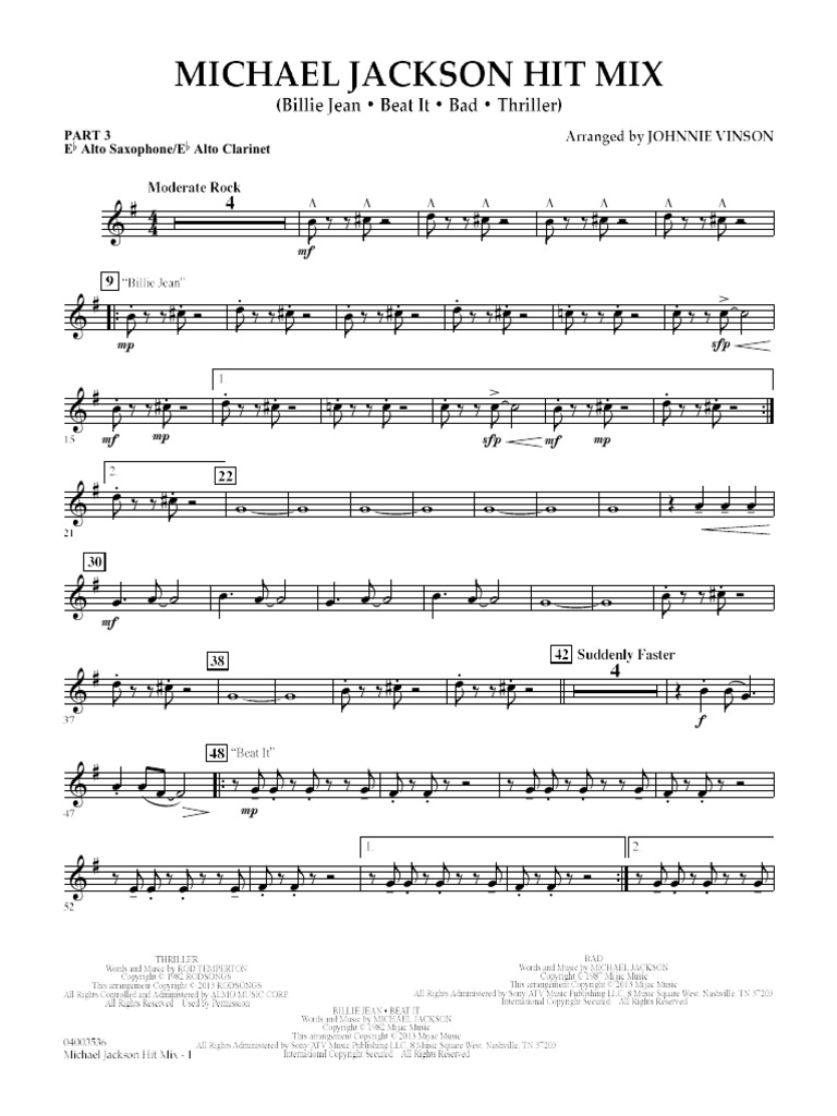 Michael Jackson Hit Mix - Alto Sax 3 | PDF | Michael Jackson