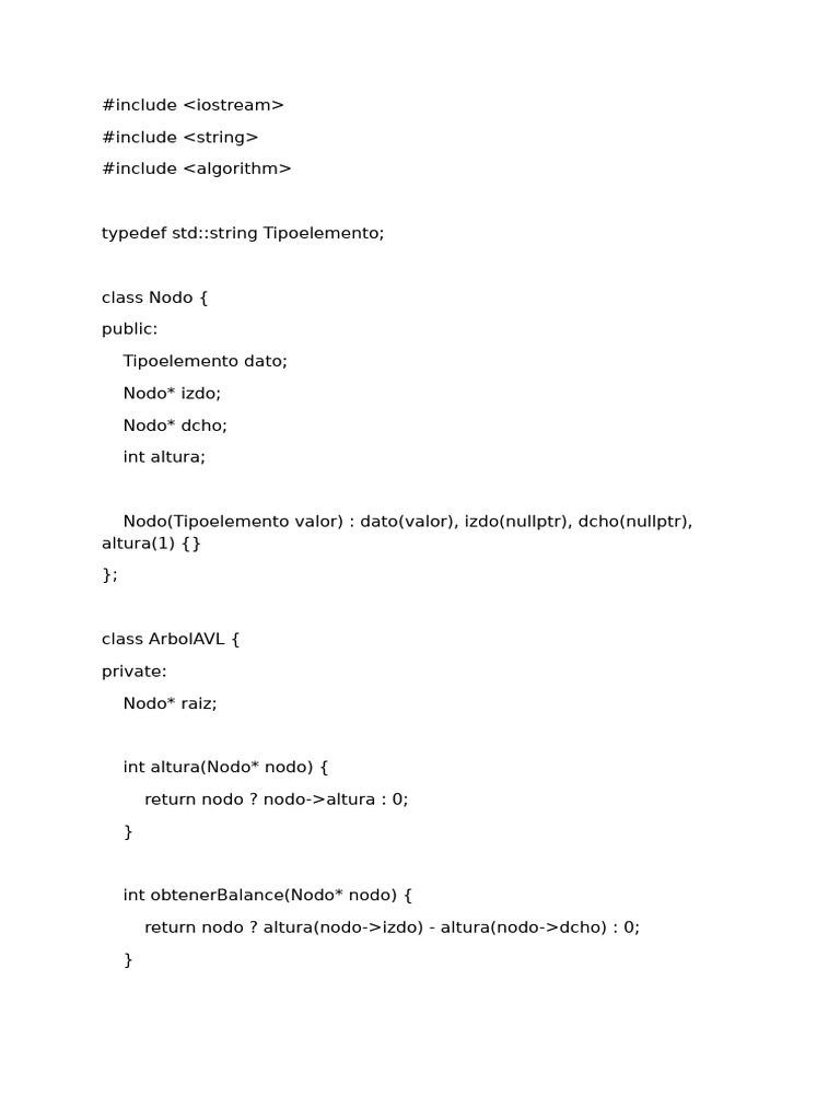 Arbol Balanceado | PDF | Programación de computadoras | Algoritmos y ...