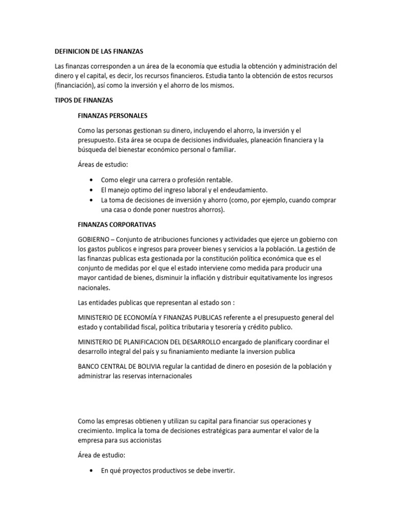 Definicion de Las Finanzas2 | PDF | Business | Inversiones