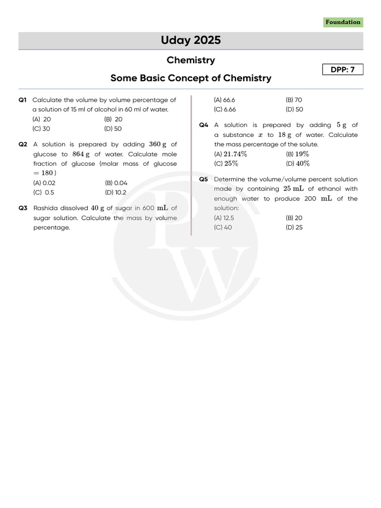 667523eeab4d46857b4f502f - ## - Some Basic Concepts of Chemistry - DPP 07 (Of Lecture 13) - Uday ...