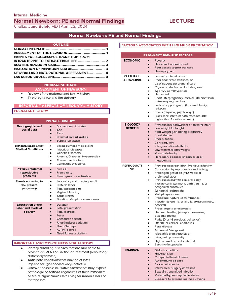 Special Topic 3 Normal Newborn Pe Insignis Im Compilation Pdf