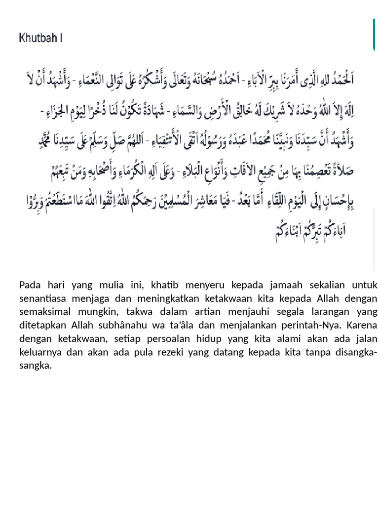 Khutbah Jumat 1 Dan 2 | PDF