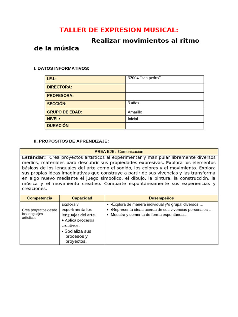 Taller de Expresion Musical | PDF | Ritmo | Maestros