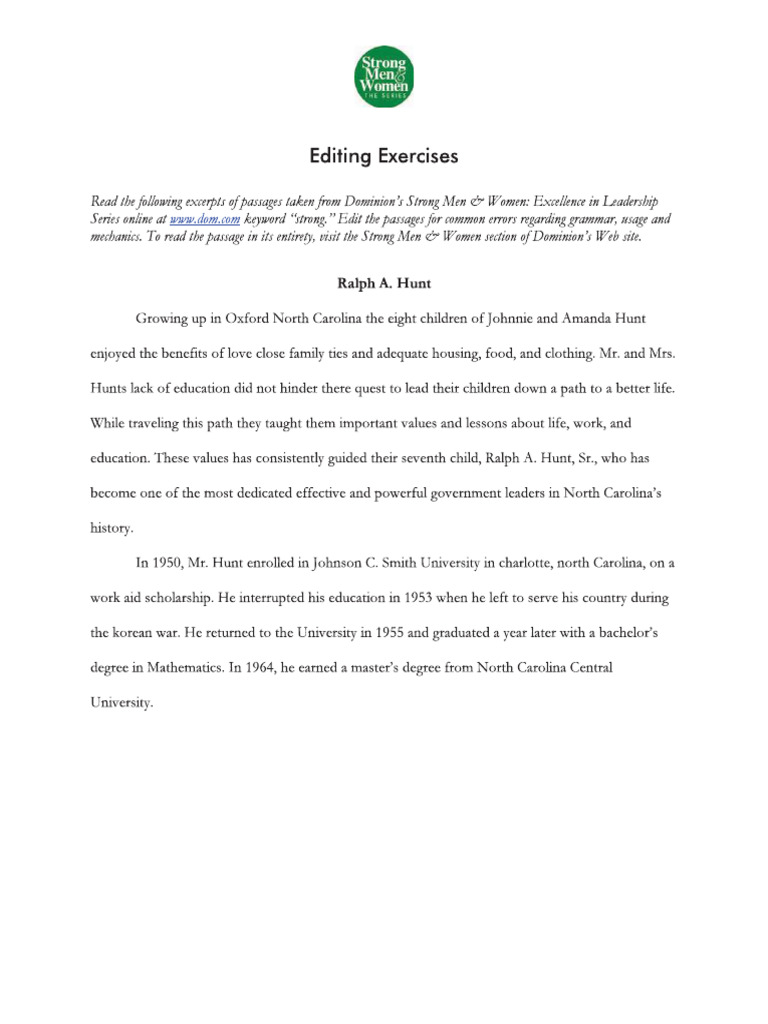 Editing Exercise 1 | PDF