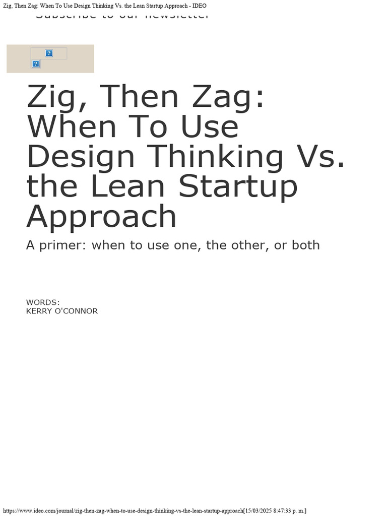 Zig, Then Zag When To Use Design Thinking Vs The Lean Startup Approach ...