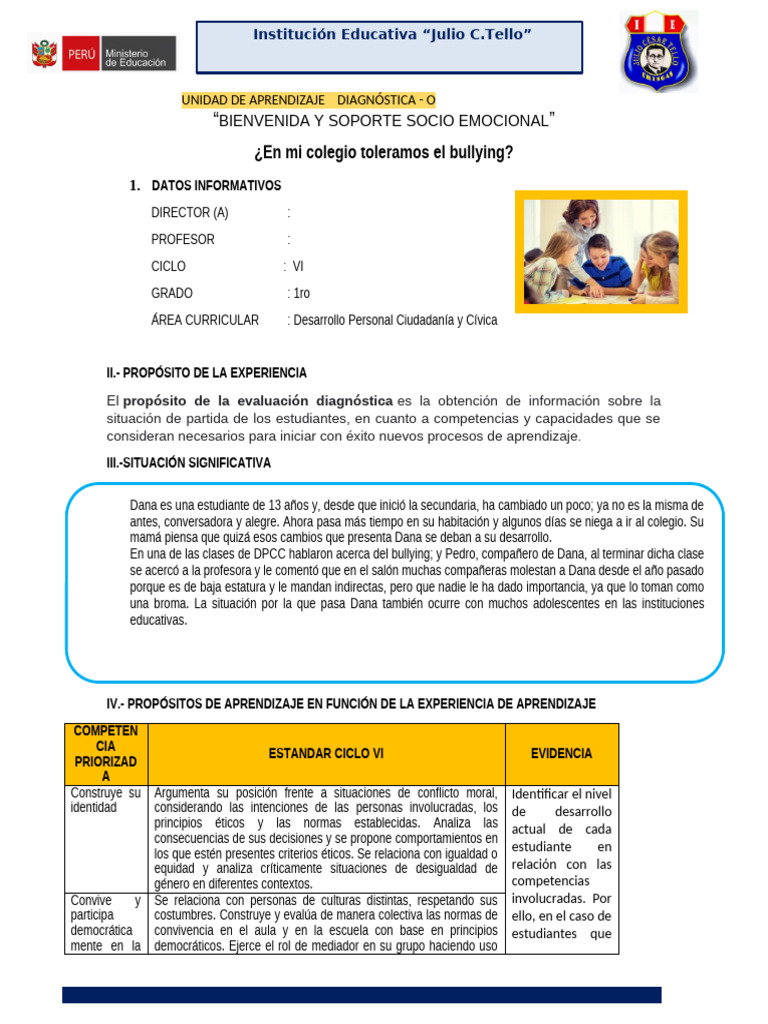 0-UNIDAD 1ro-DPCC - 2024 | PDF | Escuelas | Aprendizaje