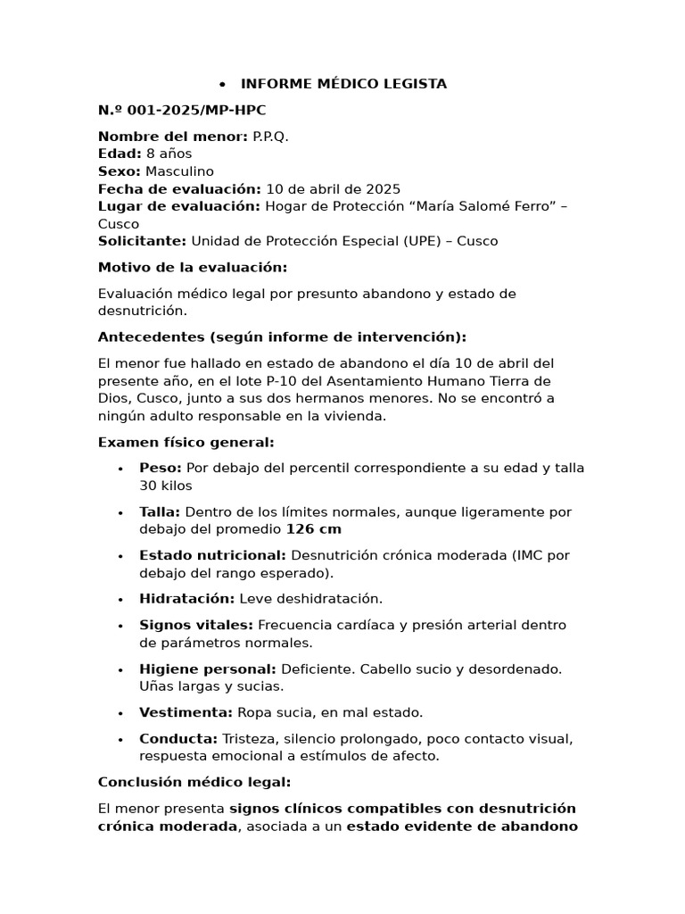 Informe Médico Legista | PDF | Enfermedades y trastornos ...