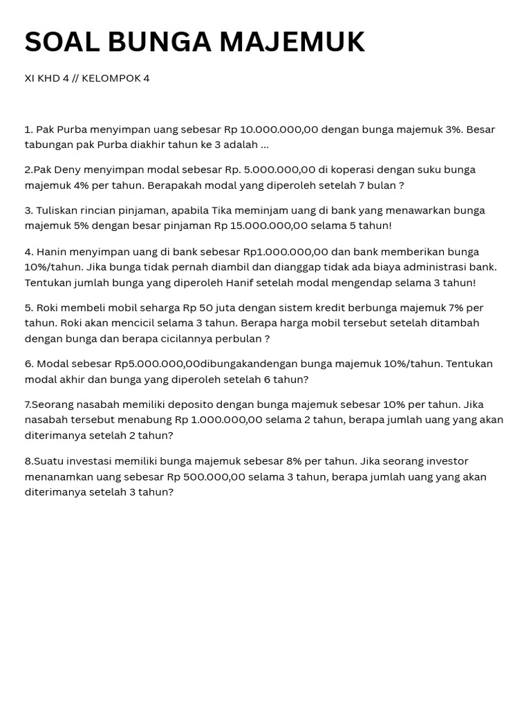 Soal Bunga Majemuk dan Investasi | PDF