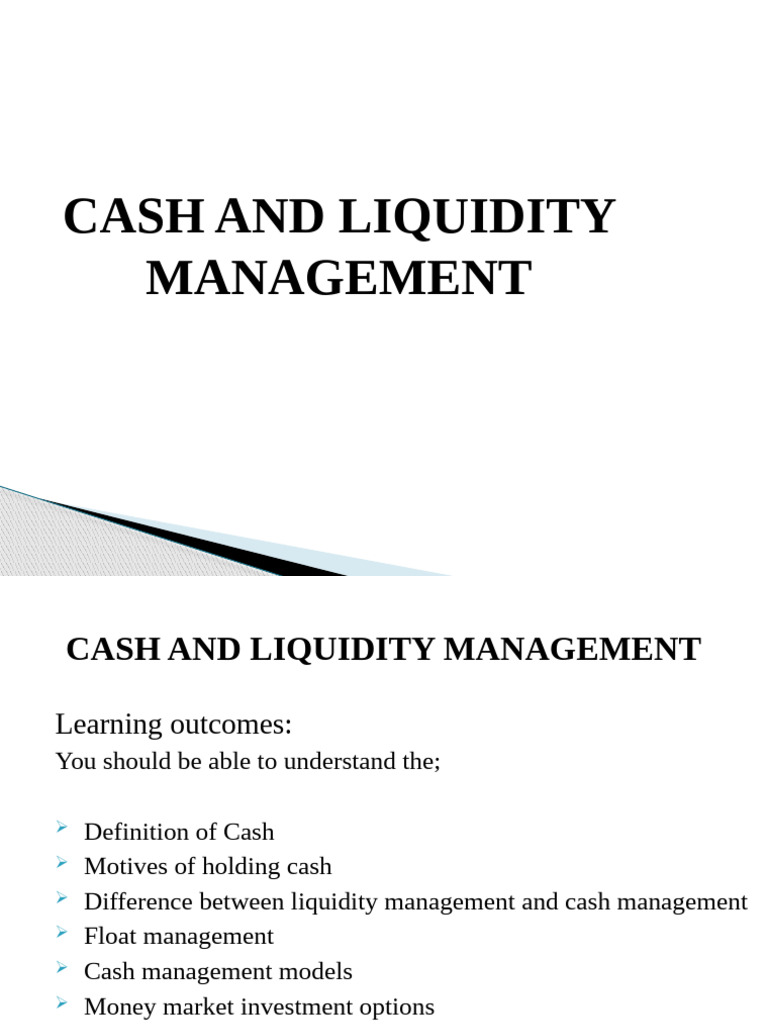 Cash and Liquidity Management | PDF | Float (Money Supply) | Cheque