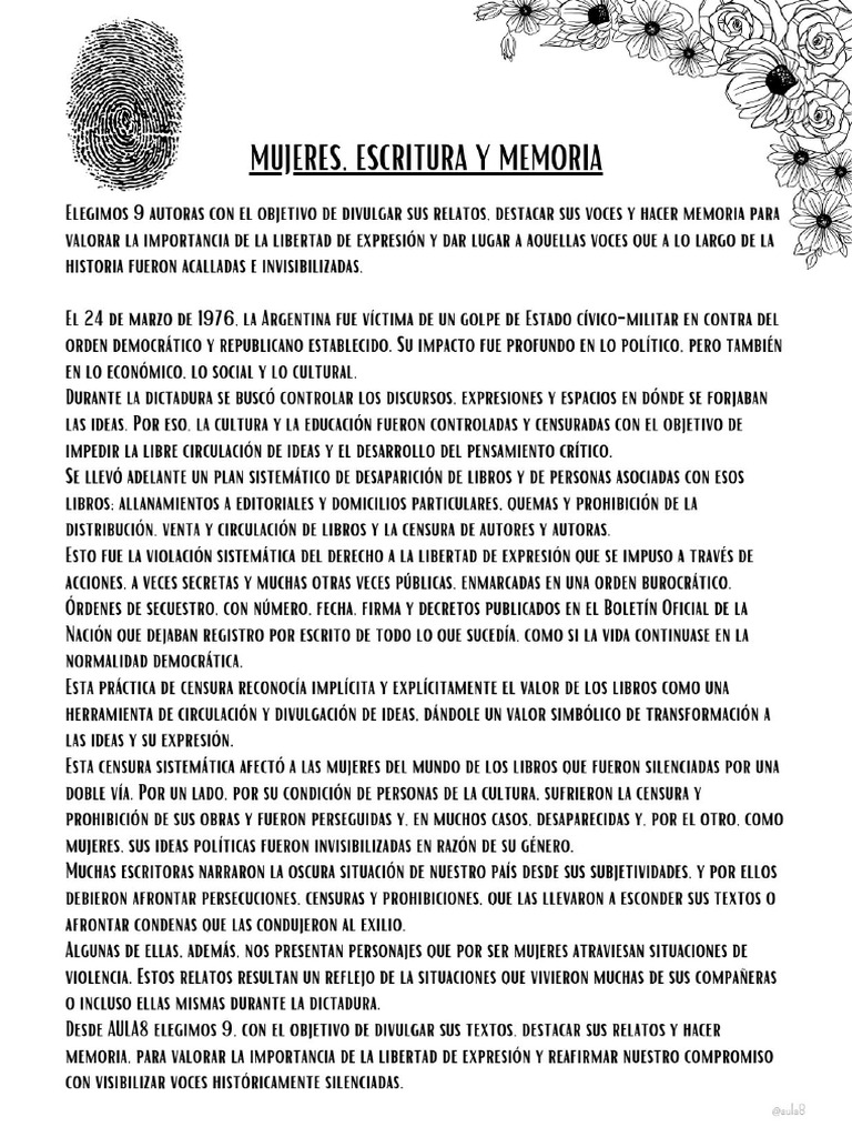 24 de Marzo (Mujeres, Escritura y Memoria) | PDF