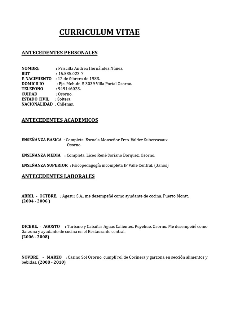 Curriculum Priscilla | PDF