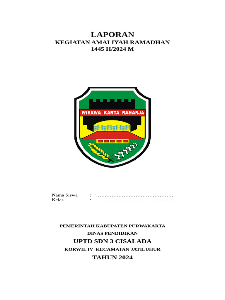 Laporan Kegiatan Amaliyah Ramadhan Siswa 2024 | PDF