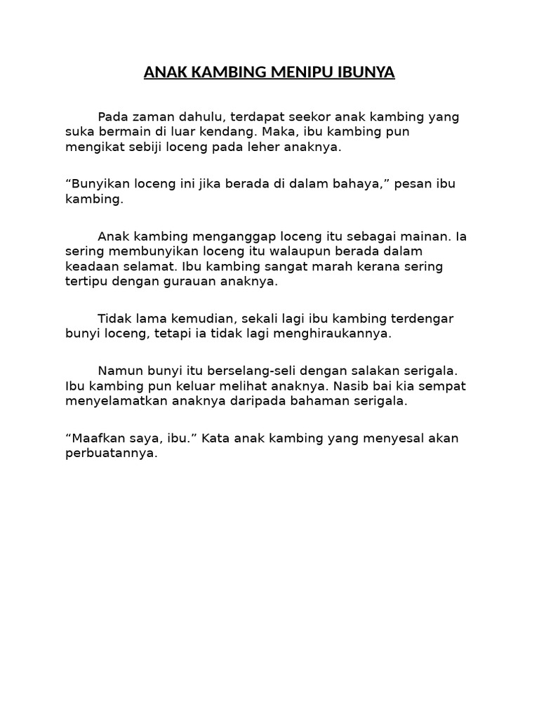 Anak Kambing Menipu Ibunya | PDF