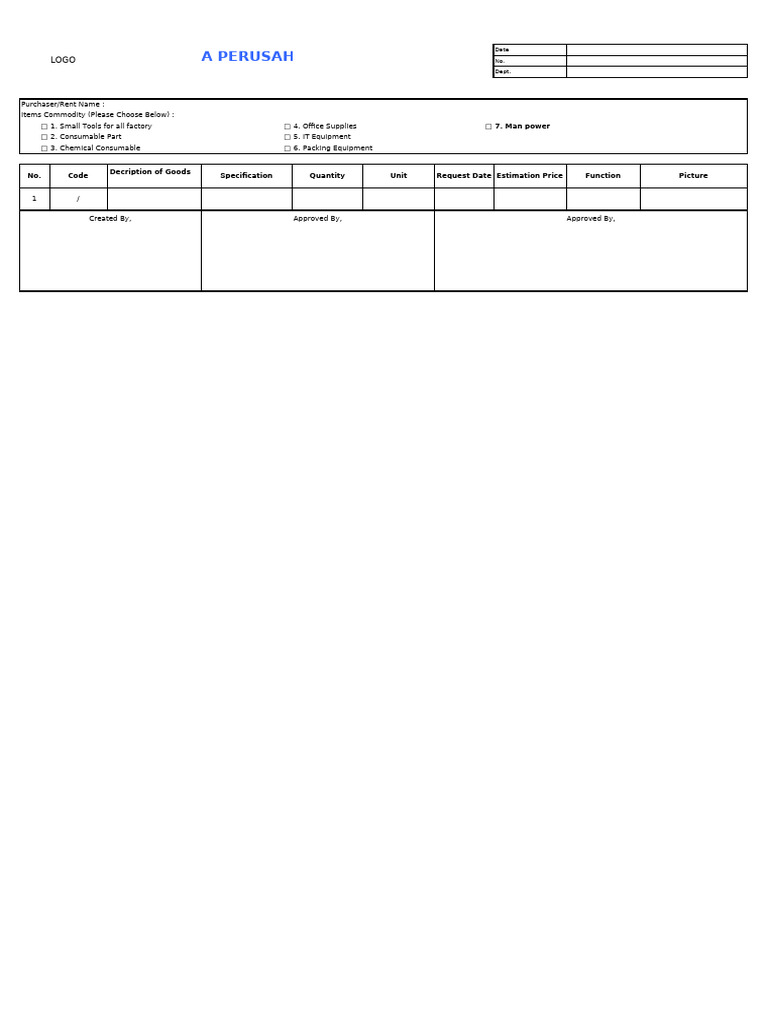 Contoh Formulir PO Barang | PDF