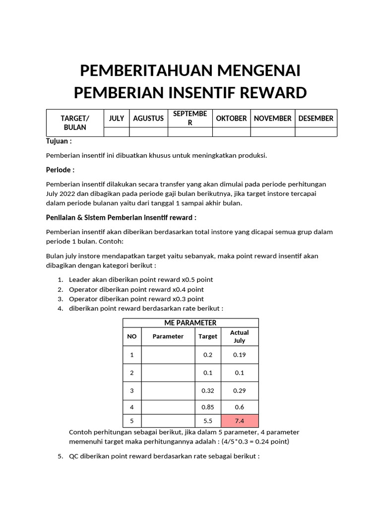Contoh Pemberitahuan Pemberian Insentif | PDF