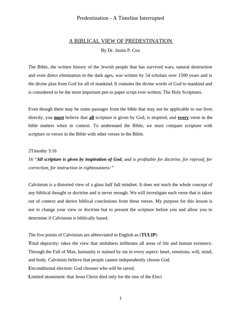 Biblical Insights on Predestination | PDF | Predestination | Salvation
