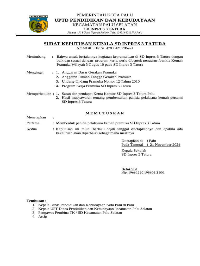 SK Panitia Kemah Pramuka | PDF