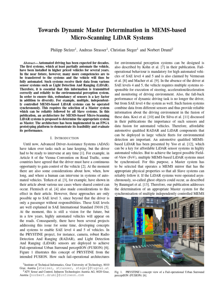 Towards Dynamic Master Determination in MEMS Based Micro Scanning LiDAR ...