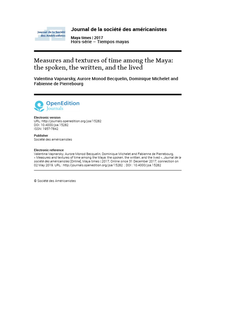Measures and textures of time among the Maya: the spoken, the written ...