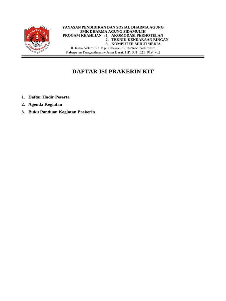 Prakerin SMK Dharma Agung Sidamulih | PDF