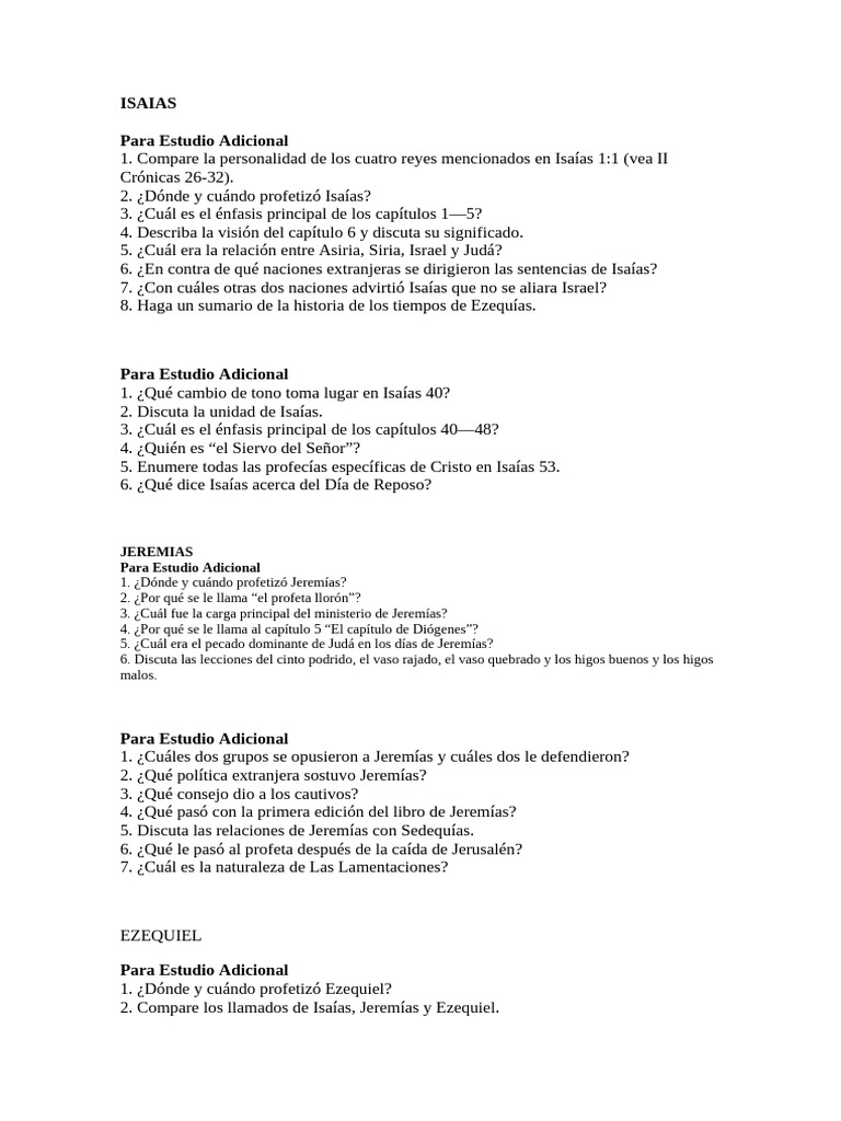 Preguntas para Discusion en Clase | PDF | Isaias | Jeremías