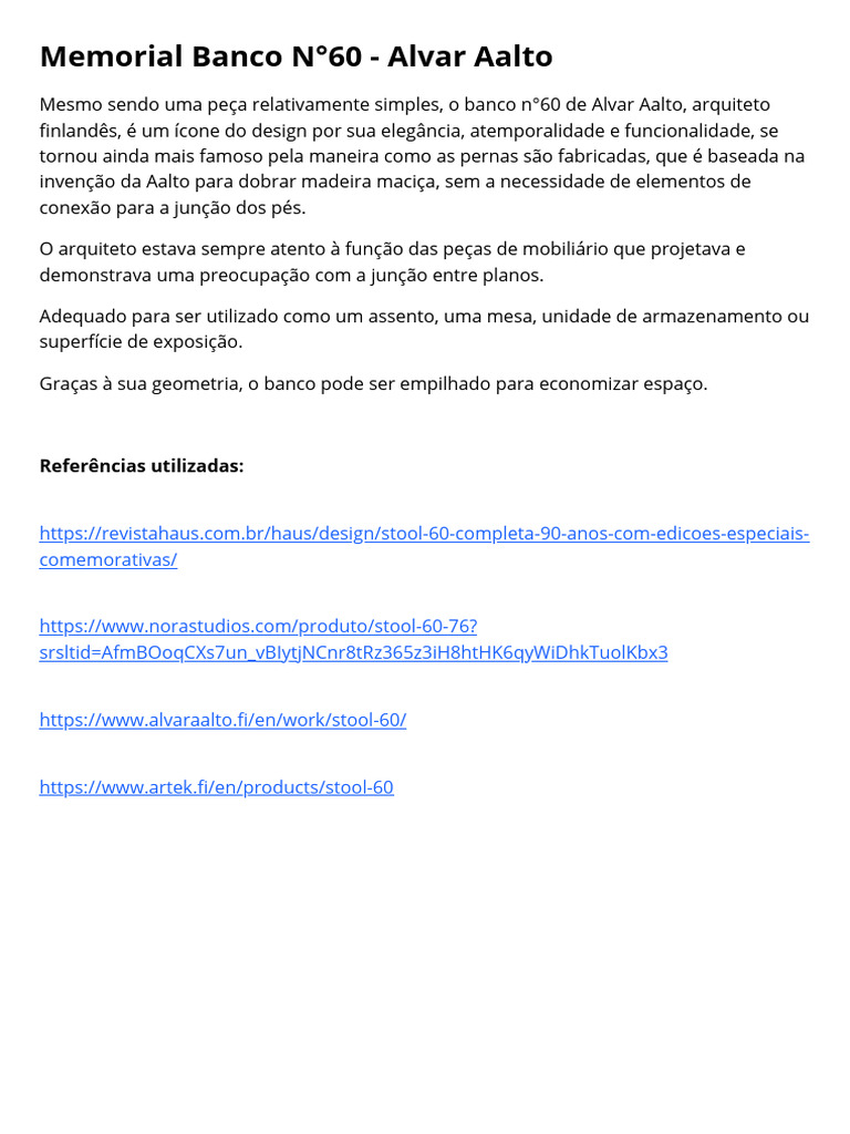 Memorial Banco N°60 - Alvar Aalto PDF | PDF