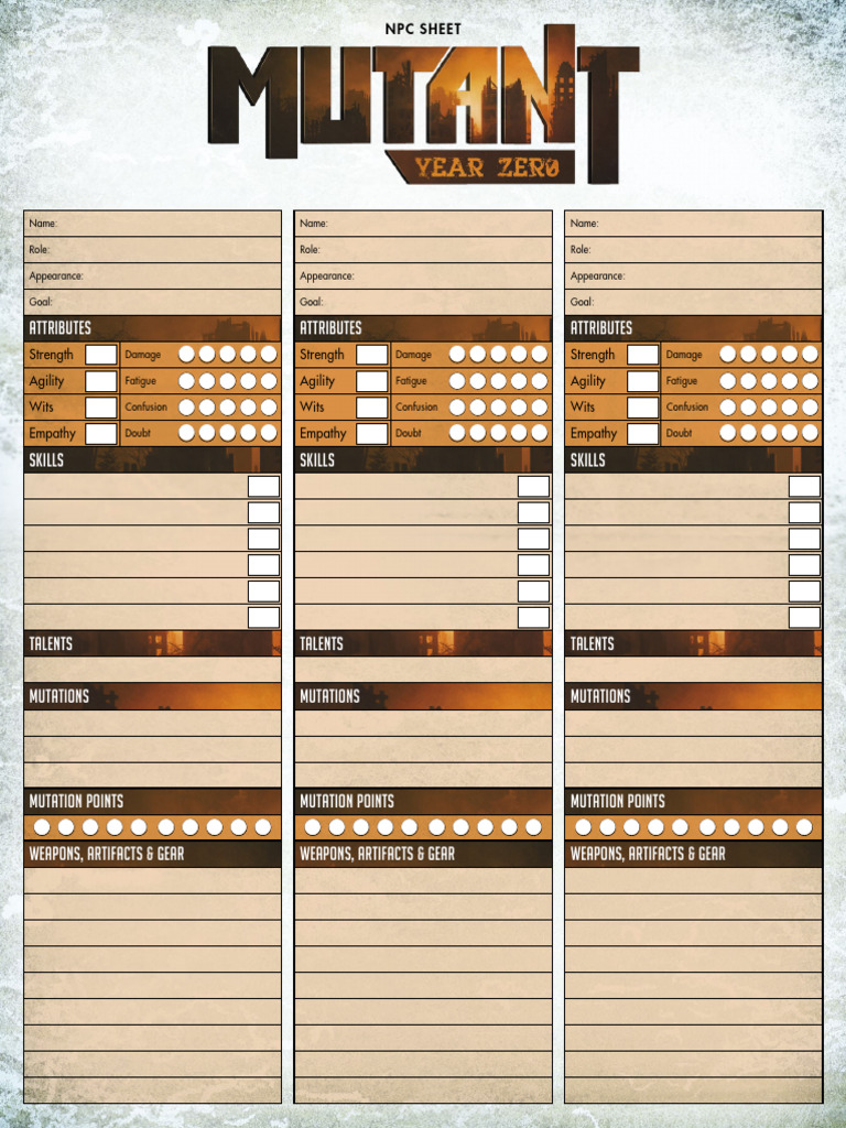 NPC Sheet | PDF