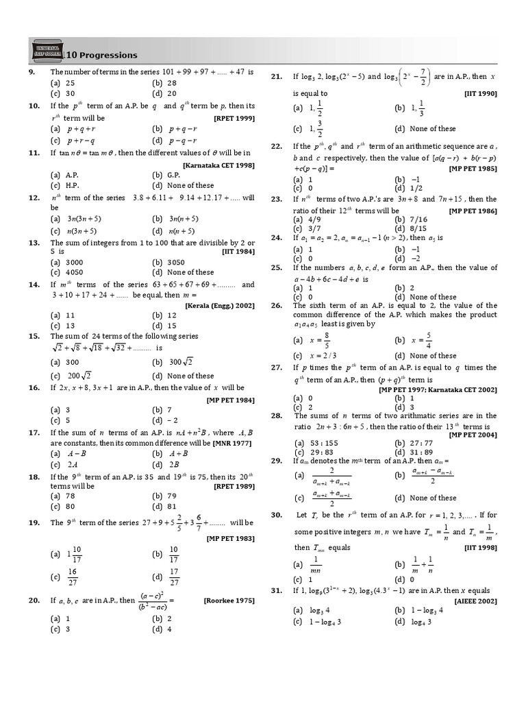 4.1 Progressions Questions Part 1 | PDF | Numbers | Number Theory