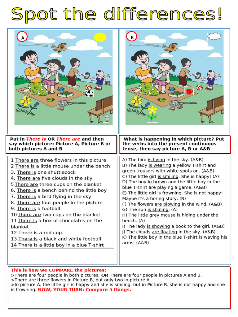 Spot the Difference: Picture Descriptions | PDF