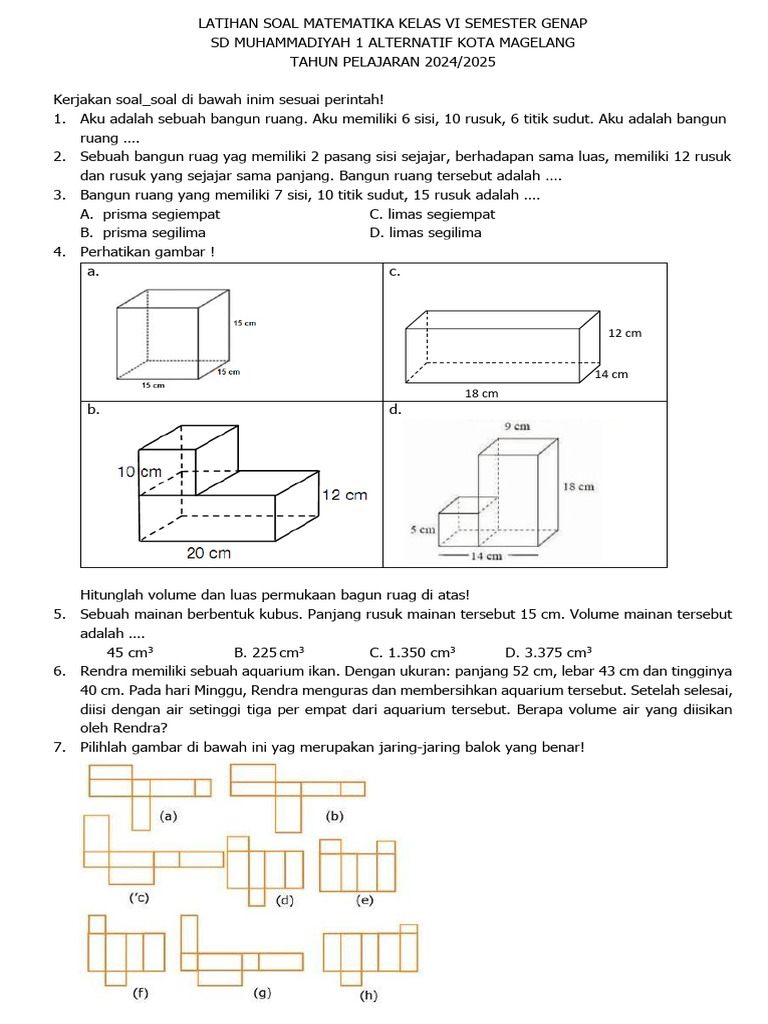 Latihan Soal Matematika Kelas Vi Semester Genap | PDF