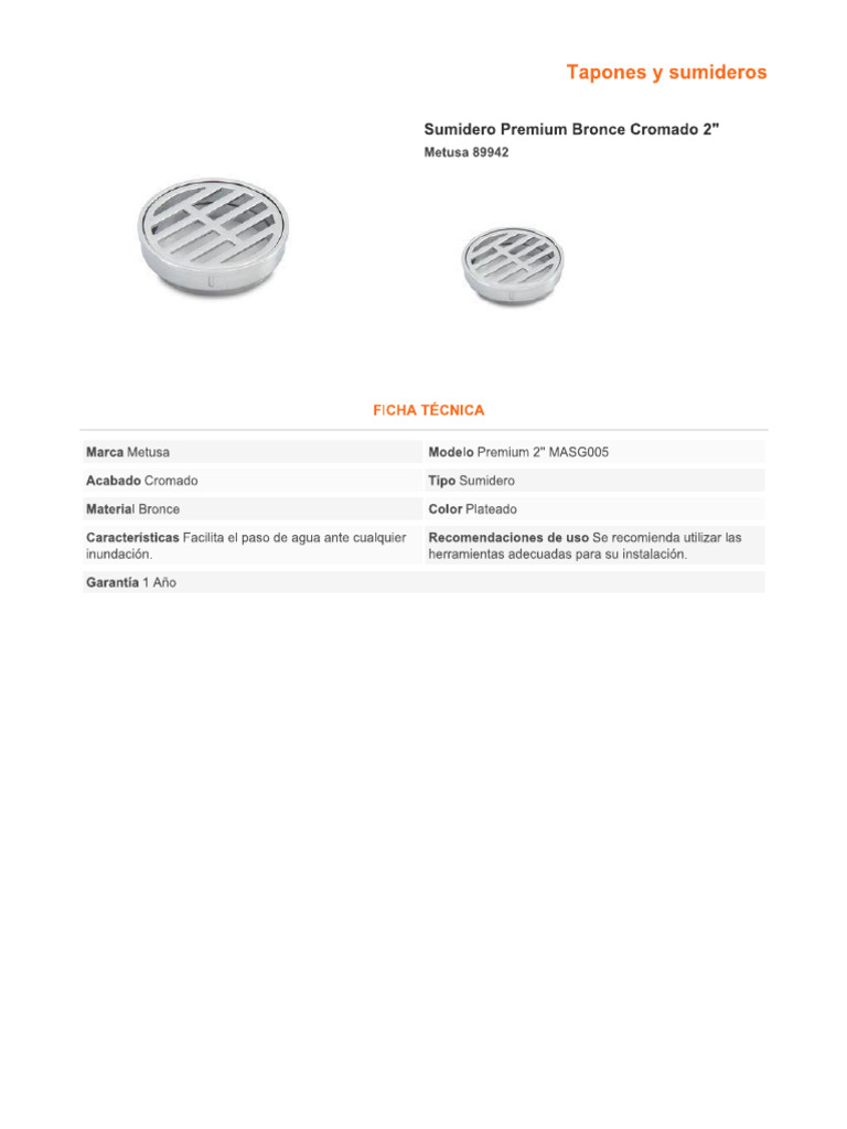 Ficha Tecnica Sumidero 2pulg | PDF