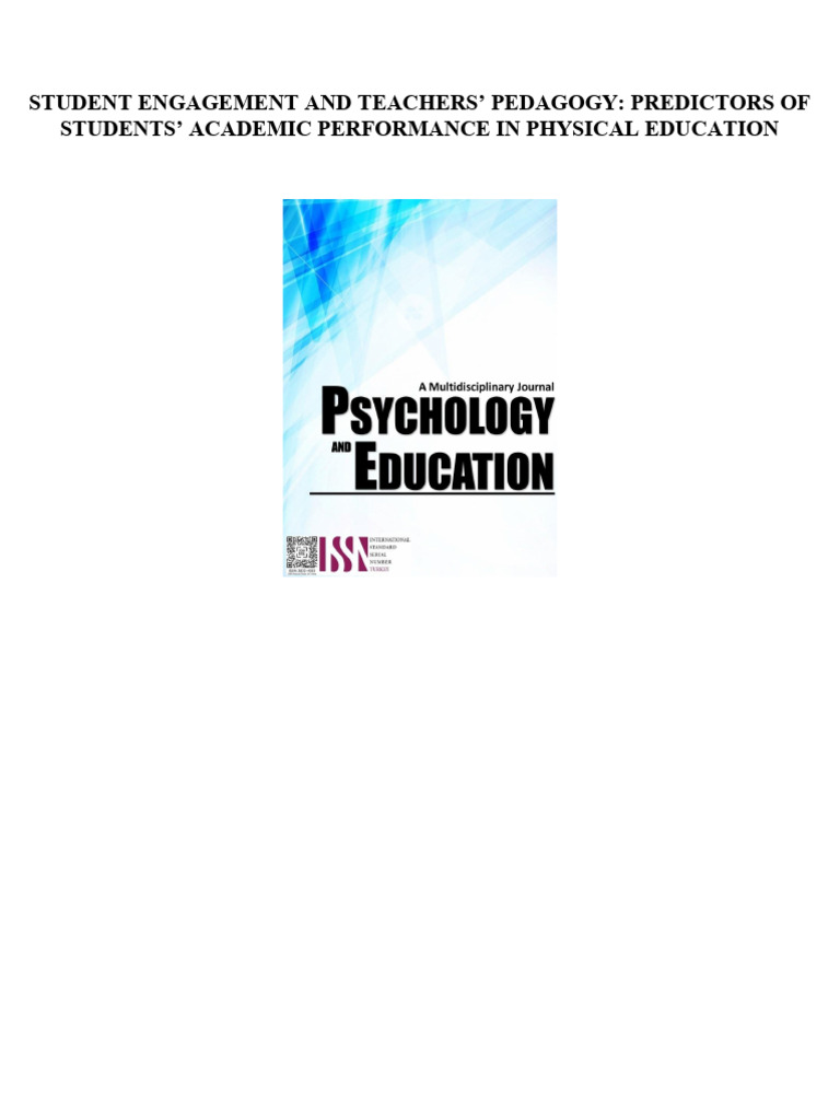 Student Engagement and Teachers' Pedagogy: Predictors of Students ...