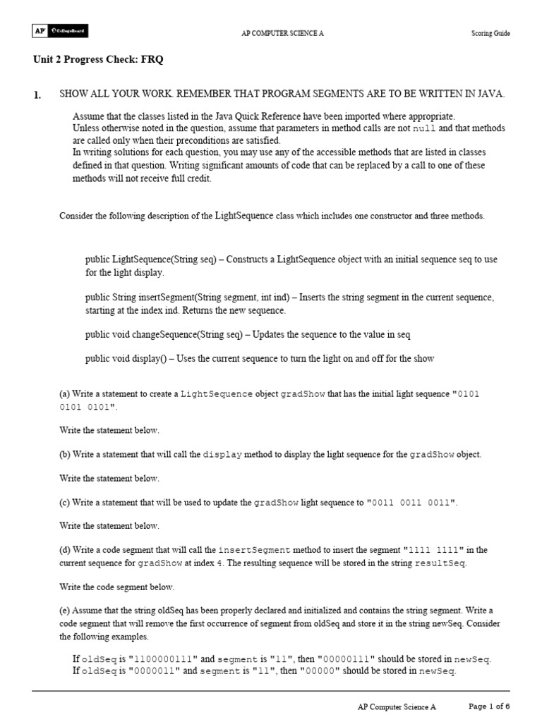 SG Unit2ProgressCheckFRQ 63172550beec95.631725520f46f3.03895920 | PDF | Sequence | Parameter ...