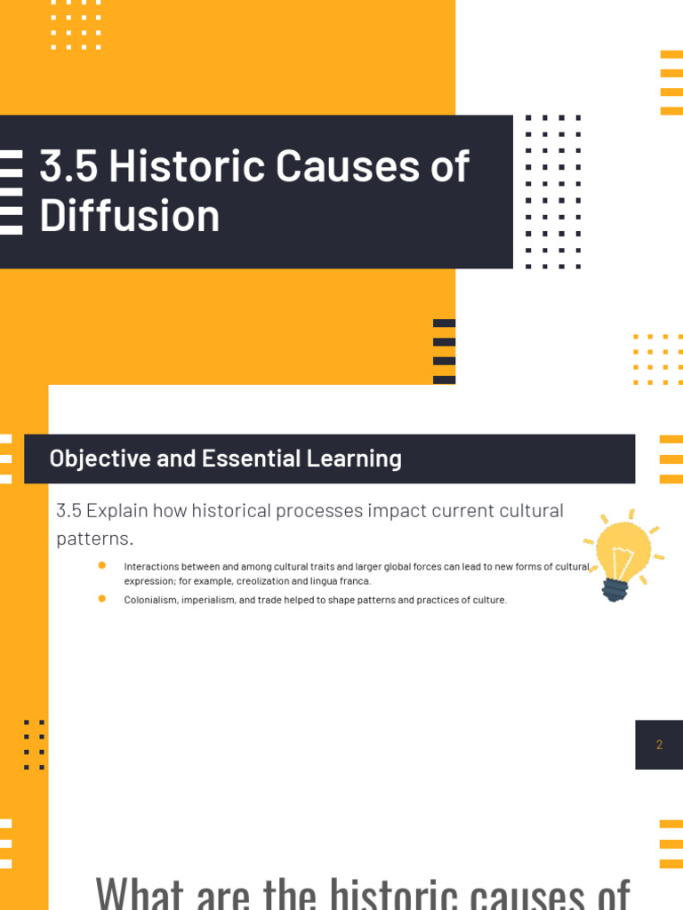 Copy of 3.5 Historic Causes of Diffusion | PDF | Linguistics | Languages