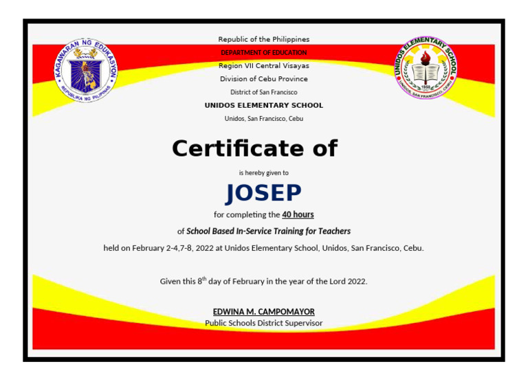 Certificate of Recognition INSET | PDF
